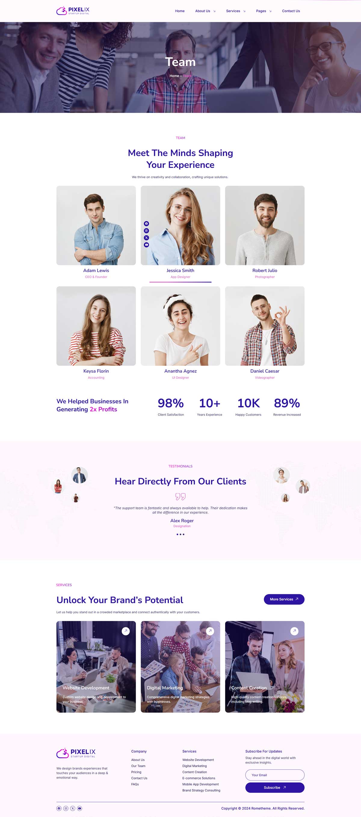 Pixelix - Startup Digital Agency Elementor Template Kit by Rometheme
